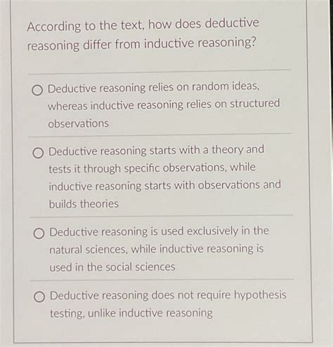Solved According To The Text How Does Deductive Reasoning