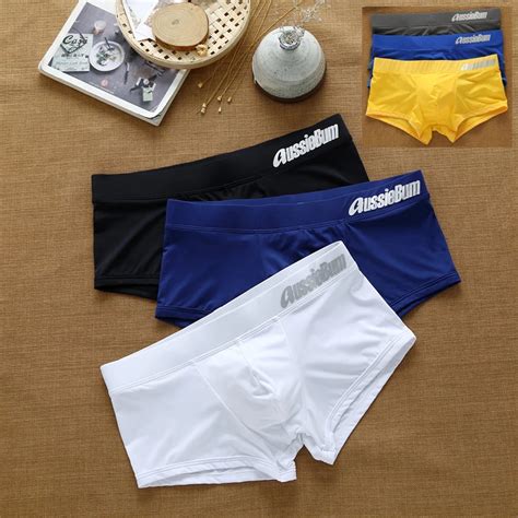 남성용 복서 브리프 밀크 실크 로우 웨이스트 탄성 스테레오 편안함 호주 수영복 속옷 조크스트랩권투선수 Aliexpress