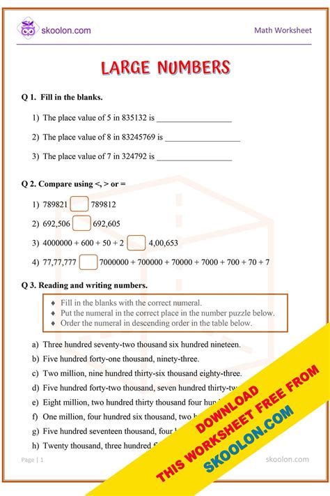 large numbers with answers 9