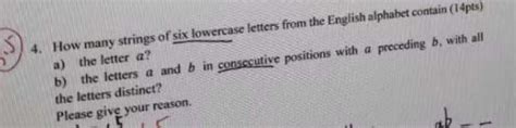 solved 4 how many strings of six lowercase letters from the