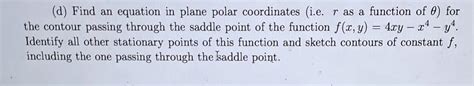 Solved D Find An Equation In Plane Polar Coordinates Ie