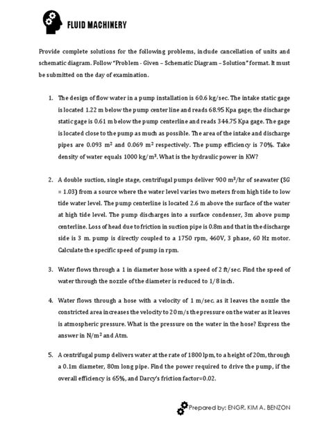 Problem Set Number 1 Pdf Turbine Pump