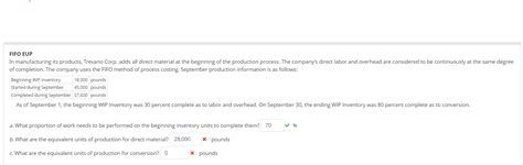 Solved Fifo Eup Of Completion The Company Uses The Fifo