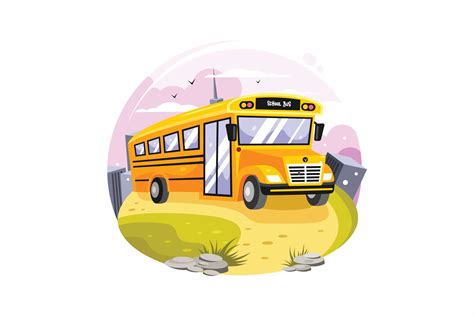 School Bus Vector Illustration By Ianmikraz Studio Thehungryjpeg