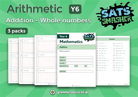 Y6 Sats Smasher Maths Arithmetic Addition Whole Numbers