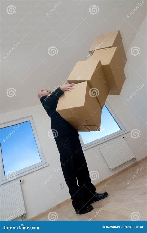 Man With Stack Of Boxes Stock Photo Image Of Moving Windows
