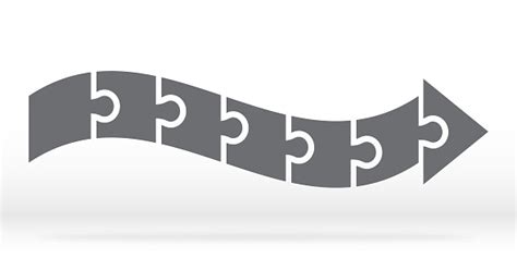 회색의 간단한 아이콘 퍼즐 흰색 배경에 7 가지 요소의 간단한 아이콘 퍼즐 그림자가 있는 화살 퍼즐 벡터 일러스트 레이 션 E 실톱에 대한 스톡 벡터 아트 및 기타 이미지