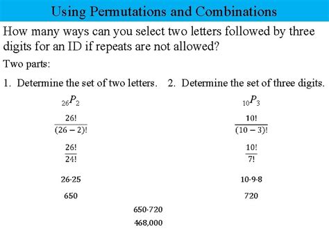 Using Permutations And Combinations Permutation The Number Of