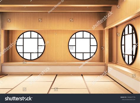 Circle Window Design On Empty Room Stock Illustration 1586837770