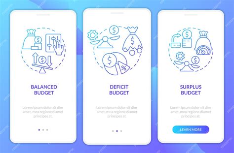 Premium Vector Budget Classification Blue Gradient Onboarding Mobile App Screen