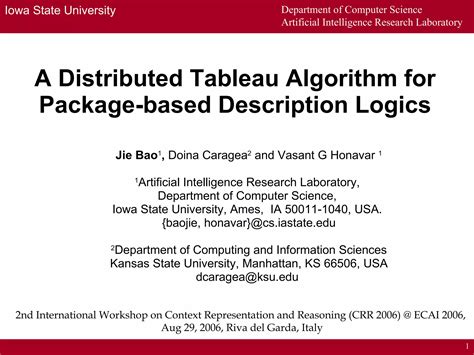 A Distributed Tableau Algorithm For Package Based Description Logics Ppt