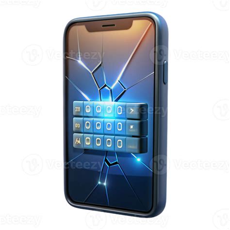 Elegant Artistic A Cracked Smartphone Screen Displaying A Binary Code Dark Background Dramatic