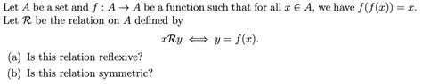 Solved Let A Be A Set And F AA Be A Function Such That For Chegg Com