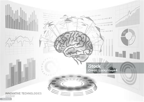 뇌 진단 치료 낮은 폴 리 3d Hud 마약 Nootropic 자극 제 스마트 디스플레이 알 츠 하이 머 병 및 치 매 의사 온라인 벡터 일러스트 레이 션에서 의학 인지