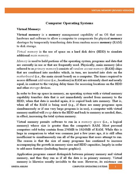 Virtual Memory Computer Operating System Pdf Computer Data Storage Random Access Memory
