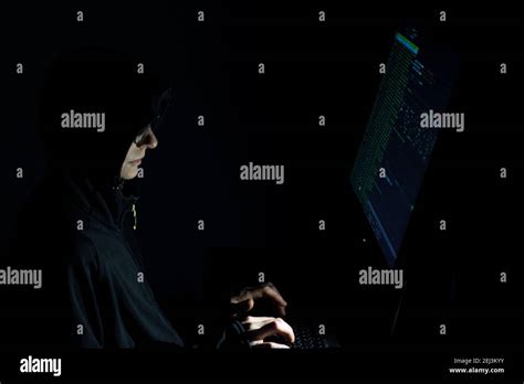 Hacker Coding At Night Cybersecurity Concept Stock Photo Alamy