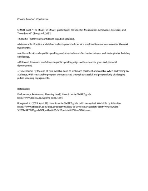 DF Unit7 Chosen Emotion Confidence SMART Goal The SMART In SMART