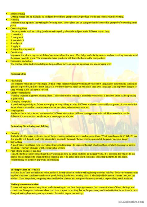 Approaches To Process Writing Creati… English Esl Worksheets Pdf And Doc