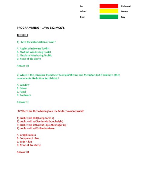 JAVA MCQ S Nd Sem Practice Mcqs PROGRAMMING JAVA MCQS TOPIC Give The Studocu