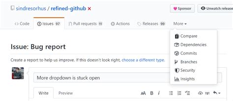 More Dropdown Is Stuck Open · Issue 2365 · Refined Githubrefined Github · Github