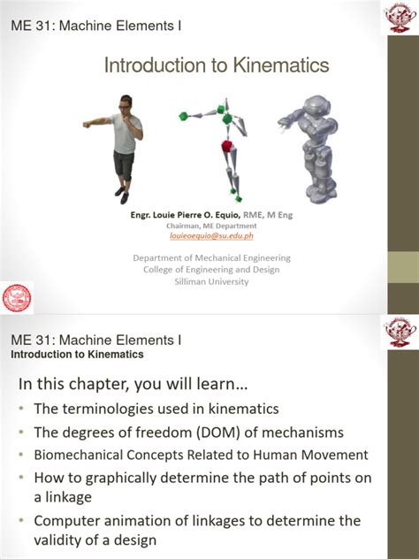 Lec1 Soul Introduction To Kinematics Pdf Kinematics Machines