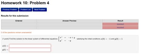 solved homework 10 problem 4 results for this submission 2