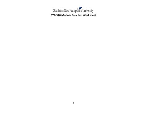 CYB Module Four Lab Worksheet Zemas Howard CYB Module Four Lab Worksheet Lab