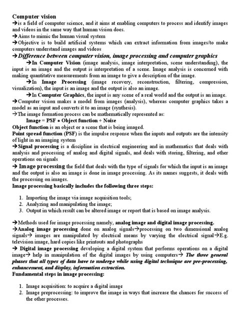 difference between computer vision image processing and computer
