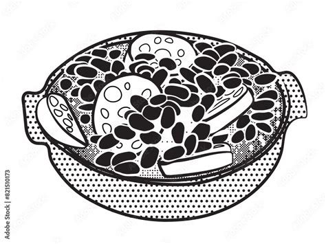 Black And White Feijoada In The Stone Pan Bean Stew With Pepperoni