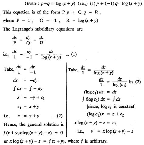 Lagrange S Linear Equation Solved Example Problems Partial Differential Equations
