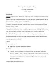 Lab Logic Circuits Docx University Of Colorado Colorado Springs ECE Logic Circuits I