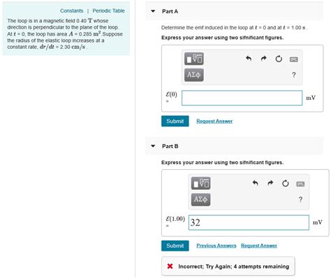 Solved Constants Periodic Table Part A The Loop Is In A