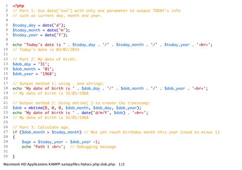 Php Built In Functions Date And Mktime To Calculate Age From Date