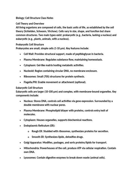 Cell Structure Overview And Functions Pdf Cell Biology Cell