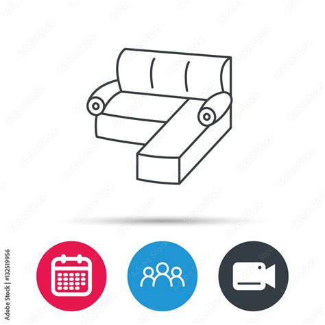 Corner Sofa Icon Comfortable Couch Sign Furniture Symbol Group Of