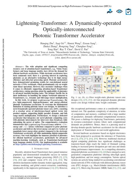 Lightening Transformer A Dynamically Operated Optically Interconnected Photonic Transformer