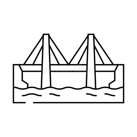 Cable Stayed Bridge Line Icon Vector Illustration Stock Illustration
