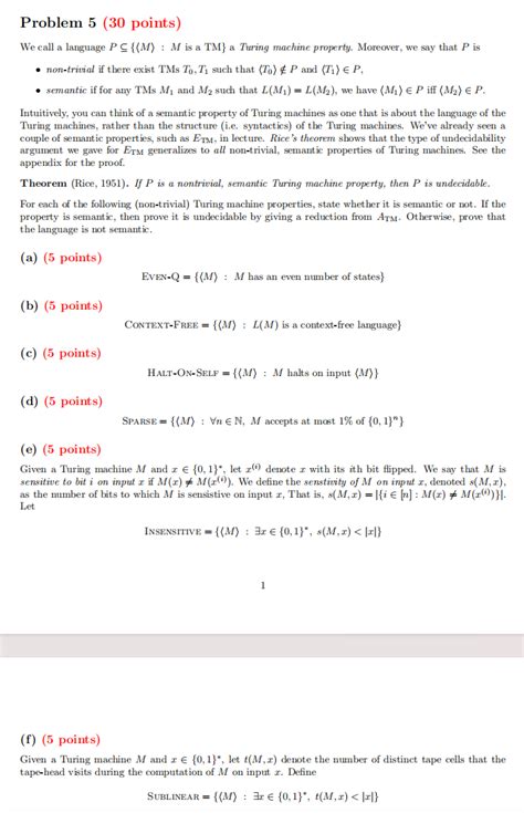 solved problem 5 30 ﻿points we call a language is a tm
