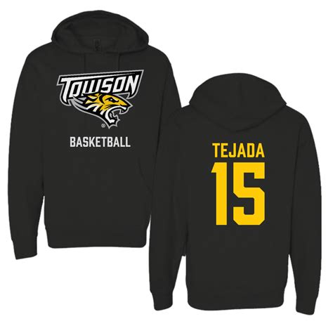 15 Tyler Tejada Towson University Basketball Black Hoodie