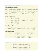 Trigonometric Identities Sum Difference Double Angle Course Hero