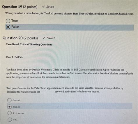 Solved When You Select A Radio Button Its Checked Property Chegg