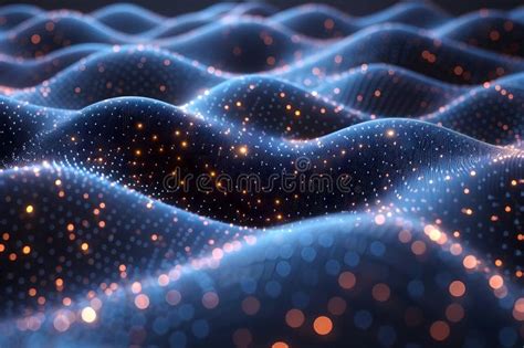 Futuristic Digital Wave With Glittering Particles And Dynamic Mesh Grid For Tech Design