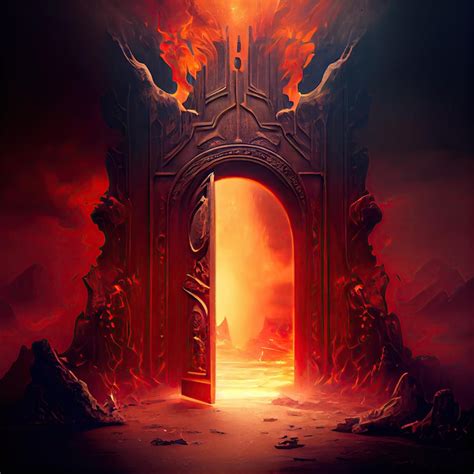 Premium Photo Huge Entrance Doors Leading To Gates Of Hell On Edge Of