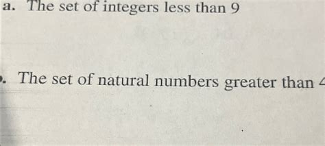 Solved A ﻿the Set Of Integers Less Than 9the Set Of Natural