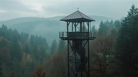 Una Torre De Vigilancia De Madera Se Alza En Un Denso Bosque Los