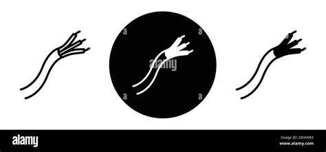 Electric Cable Icon Black Line Art Vector In Black And White Outline