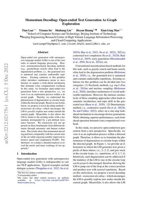 pdf momentum decoding open ended text generation as graph exploration