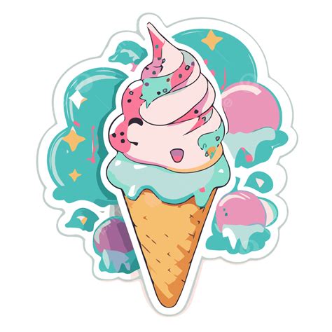 아이스크림 클립 아트와 스티커 벡터 고립 된 만화 아이스크림 생일 스티커 디자인 상표 Png 일러스트 및 벡터 에 대한 무료 다운로드 Pngtree