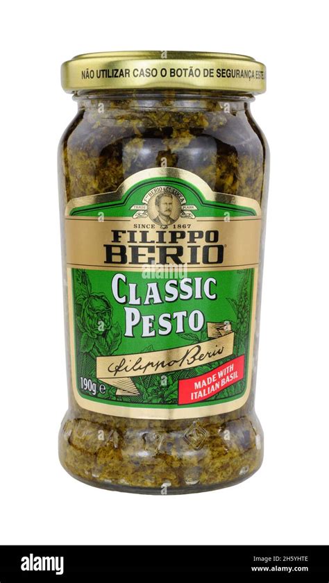 Jar of Filippo Berio classic pesto made from freshly pickled basil from ...