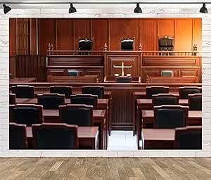 Loccor 6x4ft Fabric Courtroom Backdrop Indoor Law Justice